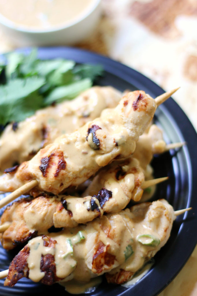 Grilled Chicken Satay Skewers with Peanut Sauce