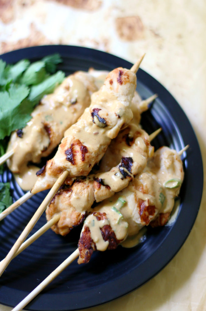 Grilled Chicken Satay Skewers with Peanut Sauce