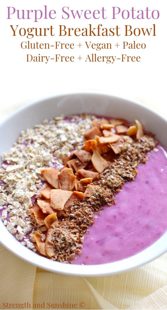 Purple Sweet Potato Yogurt Breakfast Bowl (Gluten-Free, Vegan, Paleo)