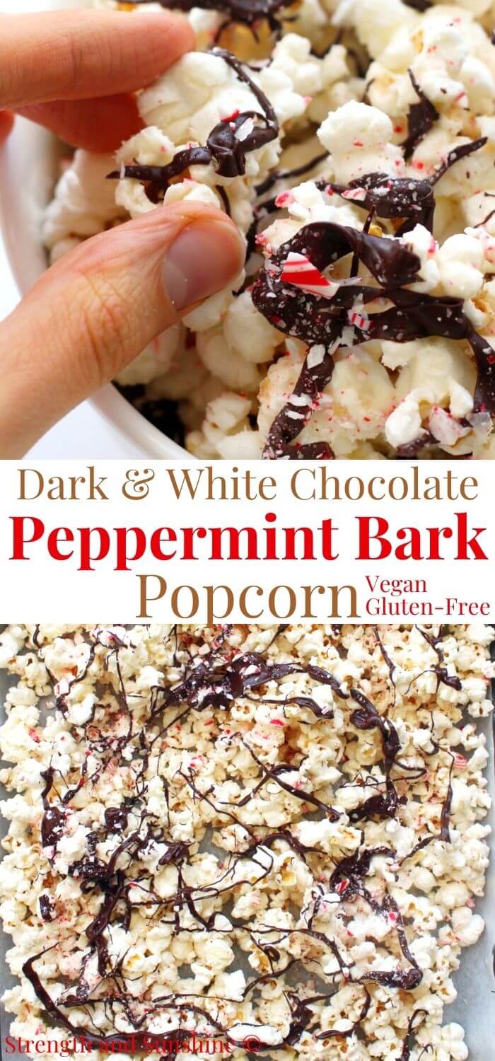 Peppermint Bark Popcorn Recipe (Gluten-Free, Vegan) - Strength and Sunshine