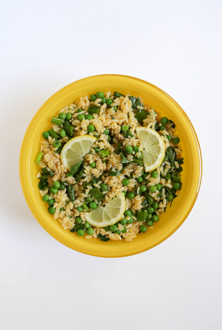 Spring Orzo Pasta Salad (Gluten-Free, Vegan) - Strength and Sunshine